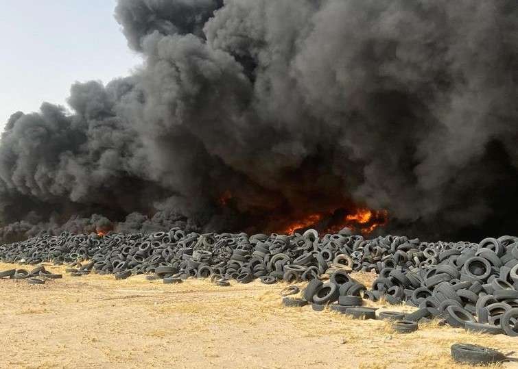 A Fire Broke Out At A Dumping Site For Used Tires In Al-salmi | Kuwait ...
