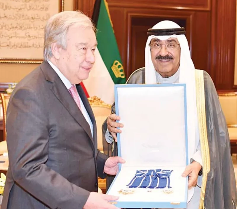 Kuwait Amir Receives UN Sec-Gen Guterres | Kuwait Local News